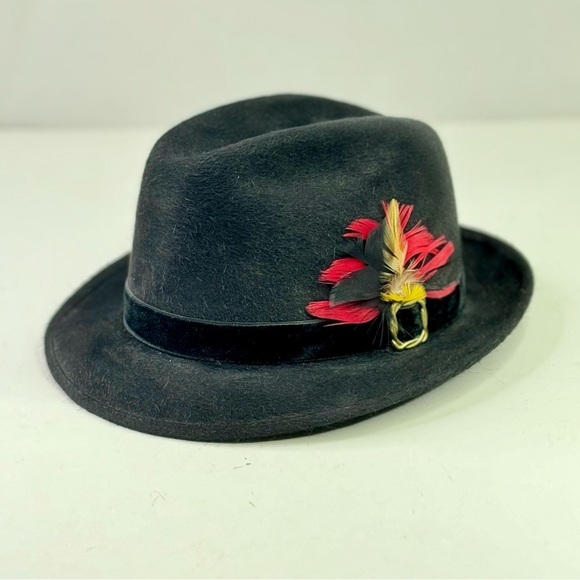 Stetson | Accessories | Vintage Stetson Fedora 3x Beaver Fur Black Red ...